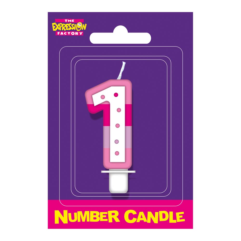 Number Candles - Glittered Pink - Number 1 | MGC Wholesale