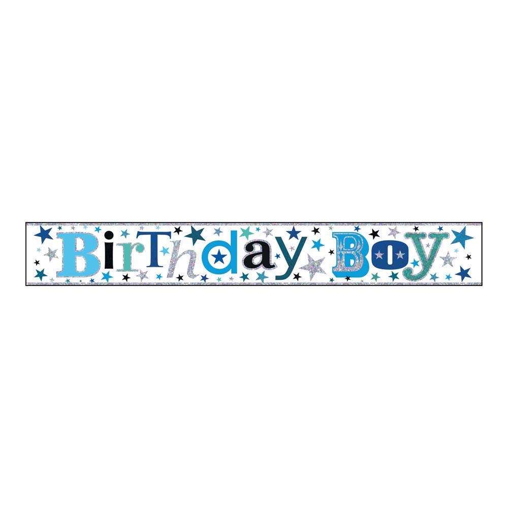Holographic Party Banners, Birthday Boy | MGC Wholesale